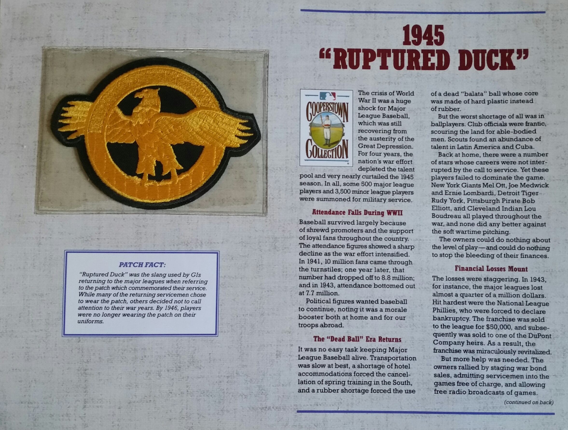 WWII Veterans Honored on the Diamond: Ruptured Duck Patches for Baseball Uniforms – Chevrons and ...