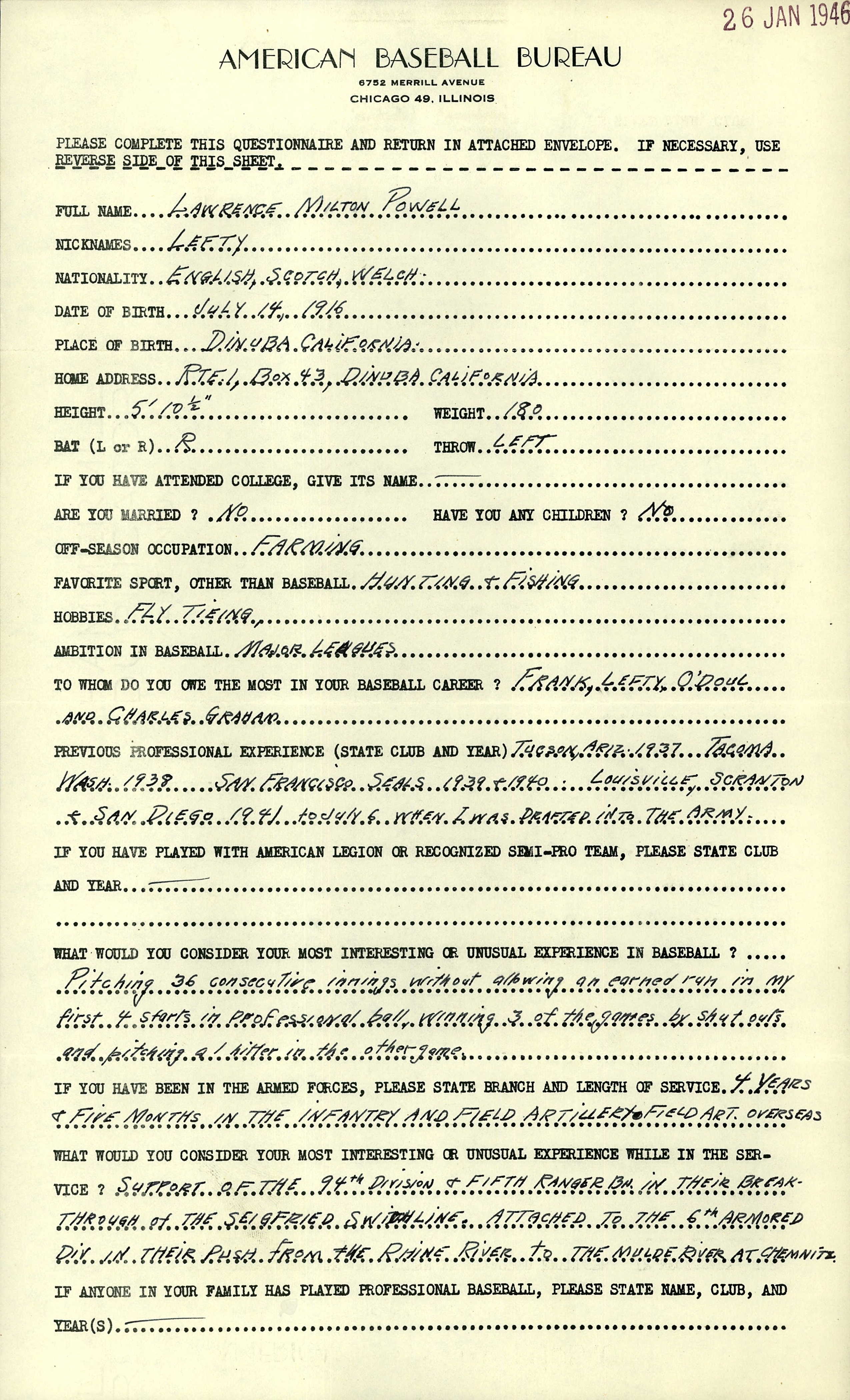 Threads of Lefty: From Ace Farmhand to the GI World Series, Part II ...