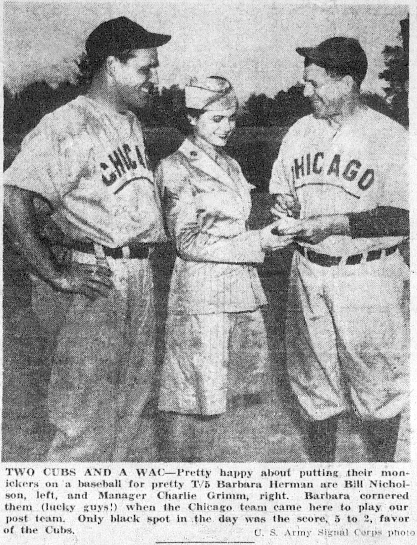 1944 Chicago Cubs vs Camp Shanks – Chevrons and Diamonds