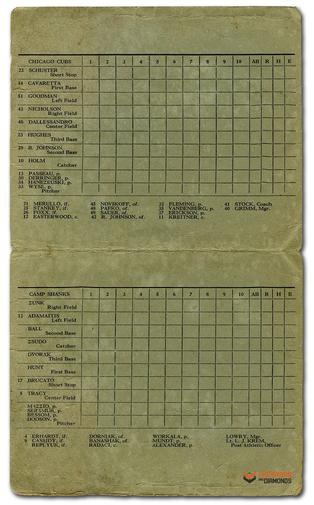 1944 Chicago Cubs vs Camp Shanks – Chevrons and Diamonds